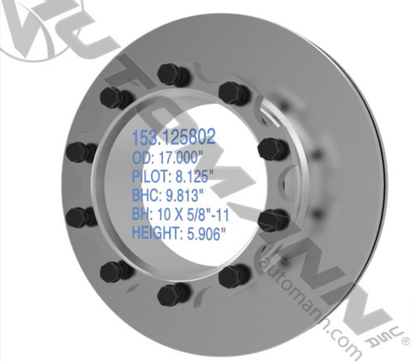 153.125802- Air Disc Rotor 17.000in – Nick's Truck Parts