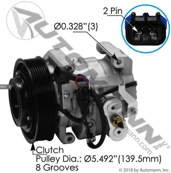 830.31301-Air Conditioning Compressor 10S15C Type | Nick's Truck Parts