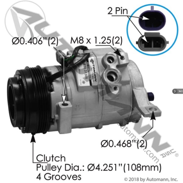 830.31305-Air Conditioning Compressor 10S20F Type | Nick's Truck Parts