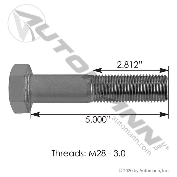M5247 - Bolt 27mm-3.0 X 130mm Mack V-Rod Apex | Nick's Truck Parts