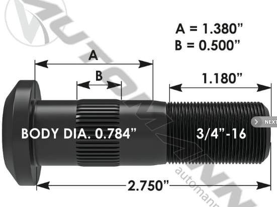 E-5775-Serrated Wheel Stud – Nick's Truck Parts